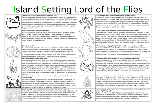 Island Lord of the Flies Revision Sheet | Teaching Resources