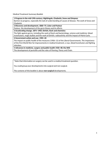 Paper 2 - Medicine - Medical Treatment - Revision Booklet | Teaching ...