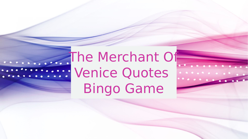 Shakespeare The Merchant Of Venice Quotes Bingo Game Activity ...