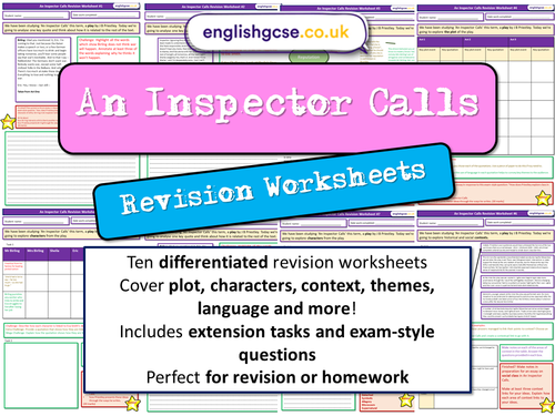 An Inspector Calls Revision Worksheets | Teaching Resources