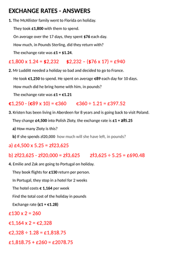 Exchange Rates | Teaching Resources