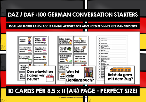 GERMAN CONVERSATION STARTERS #1 | Teaching Resources