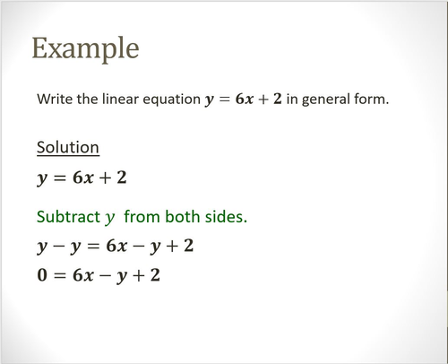General Form of a Linear Equation (Straight Line) - Lesson PowerPoint ...