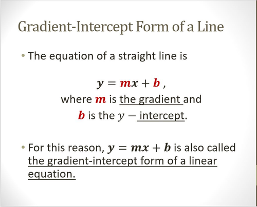 Gradient Intercept Form of a Line - Lesson PowerPoint | Teaching Resources