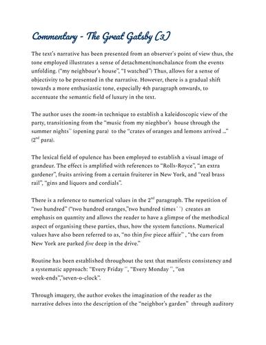 P1 Sample response Commentary | Teaching Resources