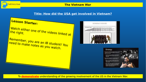 IB History - Growing US Involvement in Vietnam | Teaching Resources