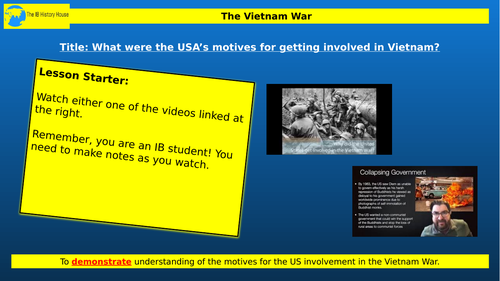 IB History - Motives for US Involvement in Vietnam | Teaching Resources