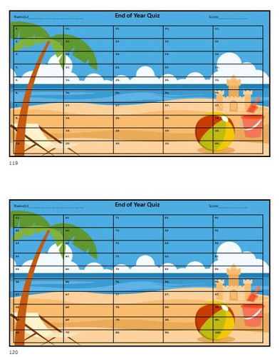 Unleash the Fun: End of Year Quiz-2023 | Teaching Resources