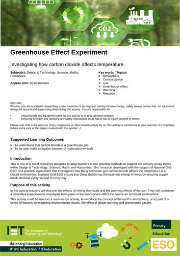 Greenhouse effect experiment | Teaching Resources