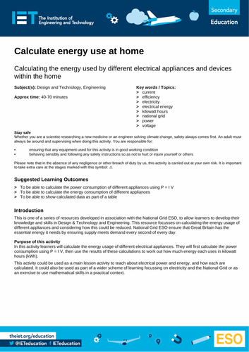 Calculate energy use at home | Teaching Resources