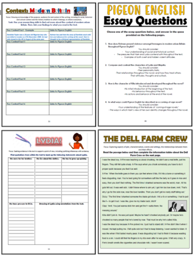 Pigeon English - Comprehension Activities Booklet! | Teaching Resources