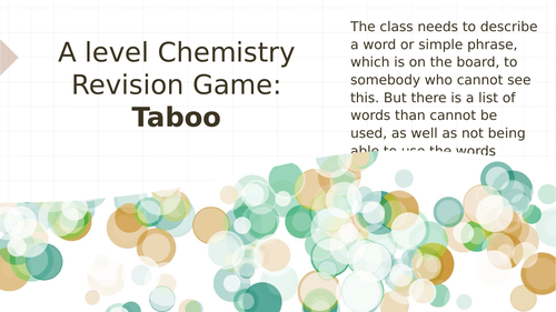 A Level Chemistry - Revision Taboo | Teaching Resources