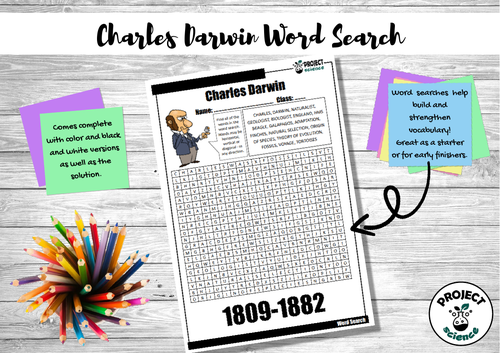 Charles Darwin Word Search | Teaching Resources