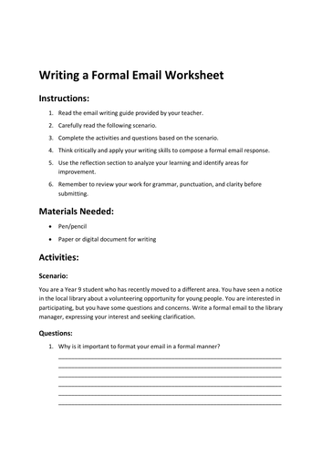 Writing an Email Worksheets | Teaching Resources