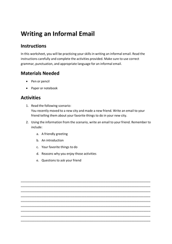 Writing an Email Worksheets | Teaching Resources