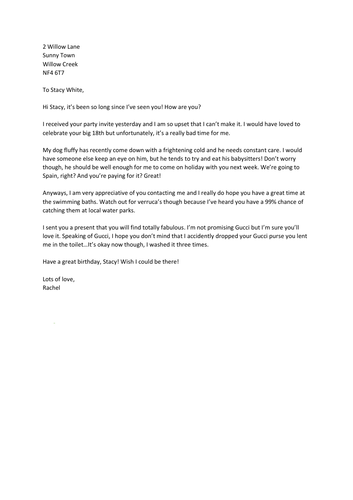 Informal Letter Activity | Teaching Resources