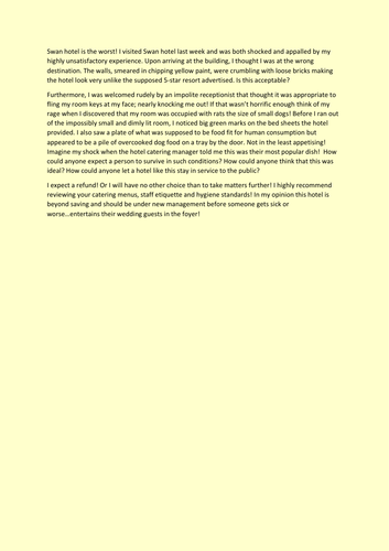 Hotel Review Writing Task | Teaching Resources
