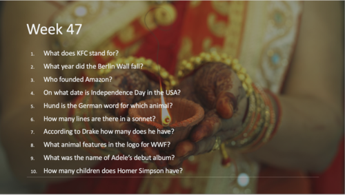 Weekly Quiz | Teaching Resources