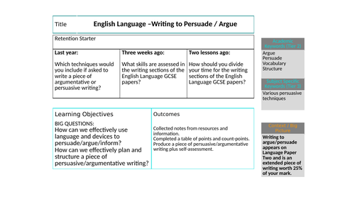 AQA GCSE English Language skills unit | Teaching Resources