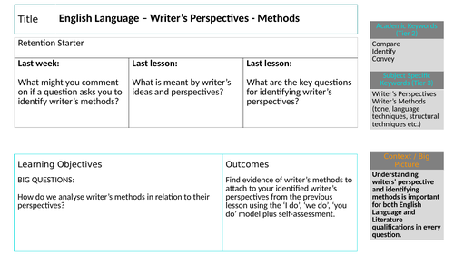 AQA GCSE English Language skills unit | Teaching Resources