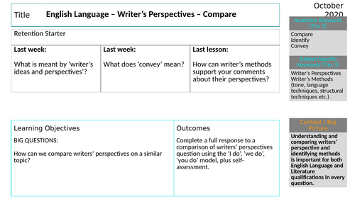 AQA GCSE English Language skills unit | Teaching Resources