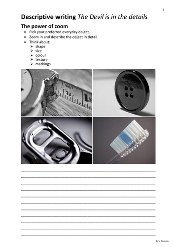 Writing to Describe Zoom in | Teaching Resources