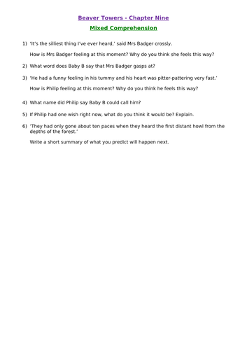 Beaver Towers Guided Reading Planning | Teaching Resources