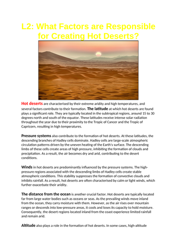 Hot Desert Causes | Teaching Resources