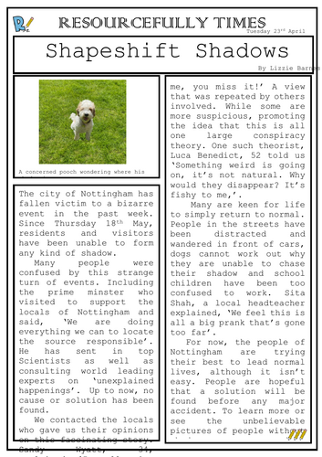 Newspaper Report Writing Unit - Years 3 and 4 | Teaching Resources