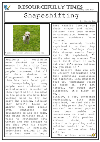Newspaper Report Writing Unit - Years 3 and 4 | Teaching Resources