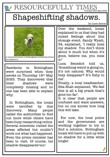 Newspaper Report Writing Unit - Years 3 and 4 | Teaching Resources