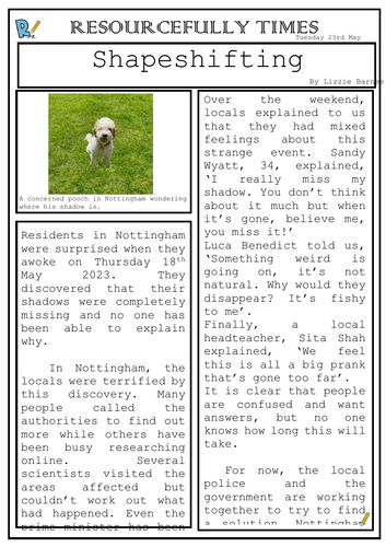 Newspaper Report Writing Unit - Years 3 and 4 | Teaching Resources