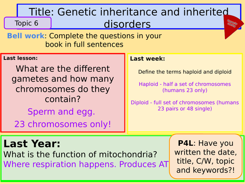 AQA Combined Science Trilogy and Biology - Topic 6: Genetic inheritance ...