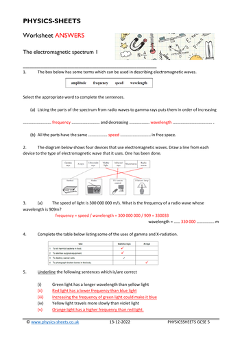GCSE/IGCSE The electromagnetic spectrum Questions and Answers ...