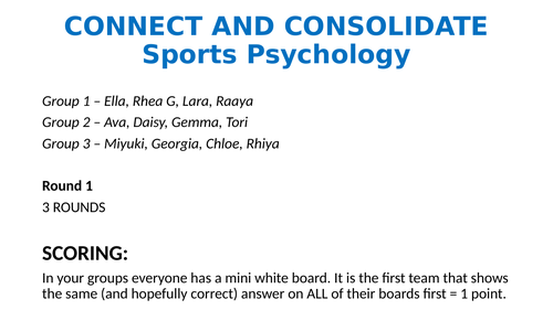Sports Psychology End of Unit Quiz | Teaching Resources