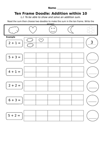 Ten Frame Doodle: Addition within 10 | Teaching Resources