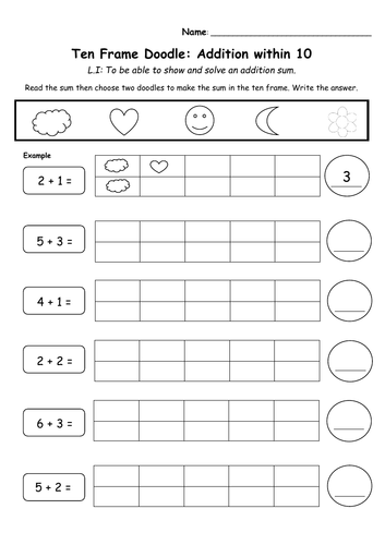 Ten Frame Doodle: Addition within 10 | Teaching Resources