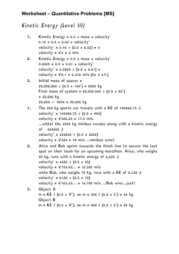 P1.03: Kinetic Energy | PowerPoint Lesson and Worksheets | Teaching ...