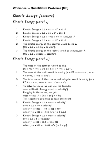 P1.03: Kinetic Energy | PowerPoint Lesson and Worksheets | Teaching ...