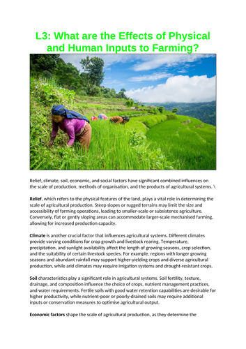 Farming Inputs | Teaching Resources