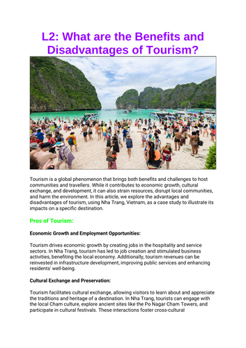 Tourism Advantages Disadvantages Pros Cons | Teaching Resources