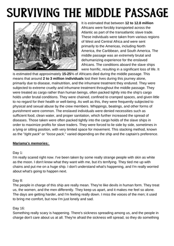 Lesson 2 of 6 - The Middle Passage | Teaching Resources