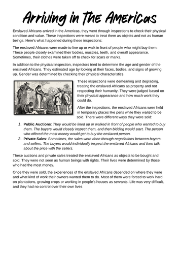 Lesson 3 of 6 - Slave auctions and life on the plantations | Teaching ...