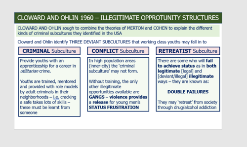 Sociology Paper 3 - Crime and Deviance - Subcultural Theories of Crime ...