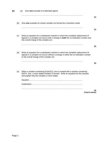 Transition metals whole chapter - A-Level Chemistry AQA and OCR (year ...