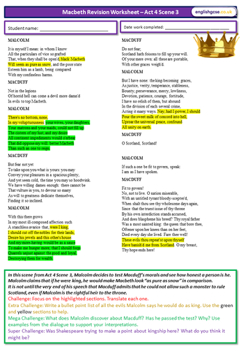 Macbeth Revision Worksheets | Teaching Resources
