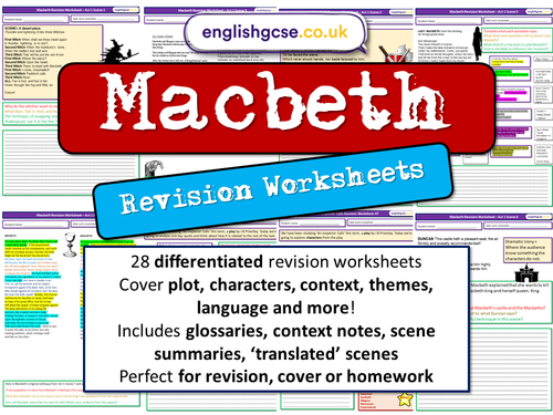 Macbeth Revision Worksheets | Teaching Resources