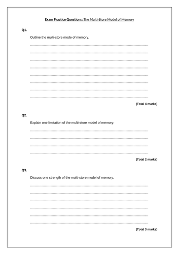 A-Level Psychology - THE MULTI-STORE MODEL OF MEMORY [Memory Topic ...