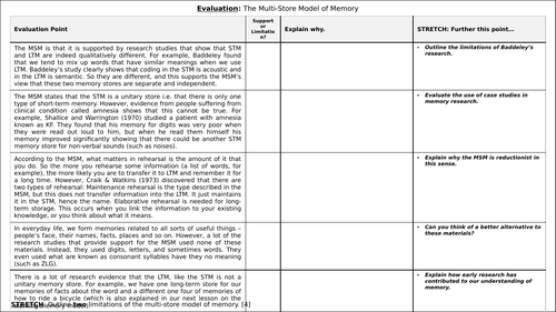 A-Level Psychology - THE MULTI-STORE MODEL OF MEMORY [Memory Topic ...