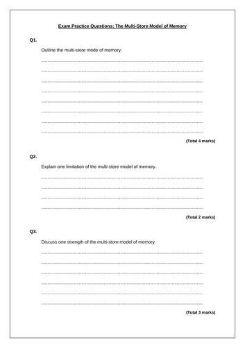 A-Level Psychology - THE MULTI-STORE MODEL OF MEMORY [Memory Topic ...